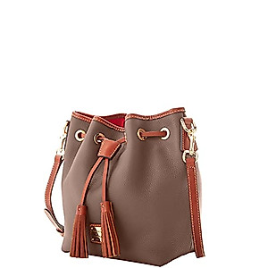 Dooney & Bourke Crossbody Bucket Bags for Women, Pebble Grain Leather Aimee Crossbody Drawstring Purse - Grey