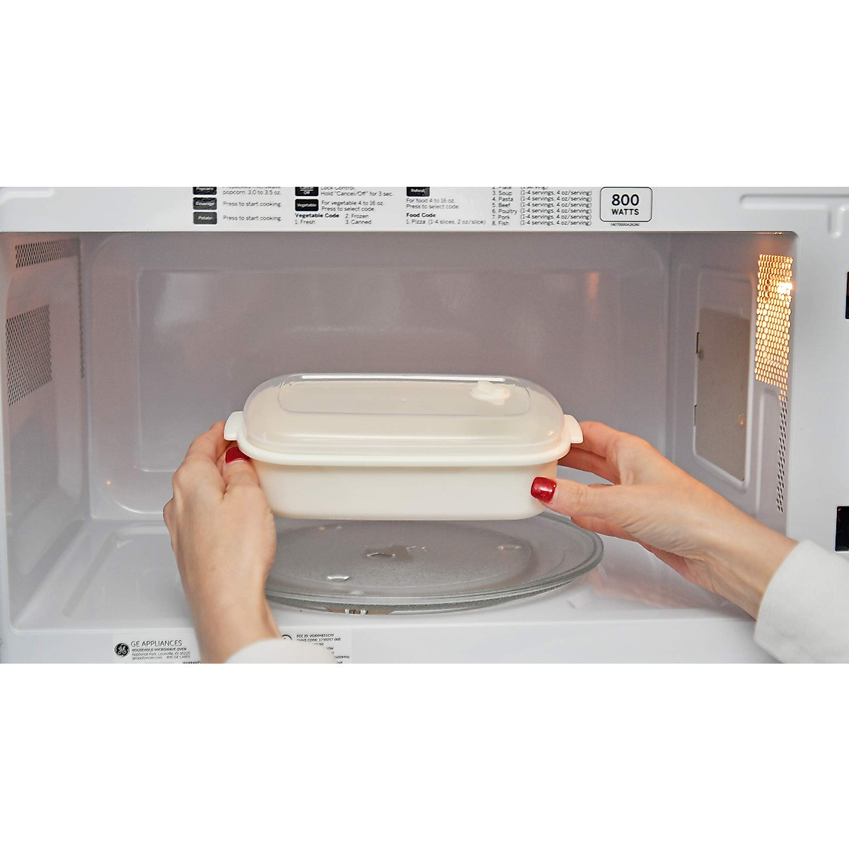 Home-X Rectangle Food Storage Containers, Microwave Cookware, Easy Storage – 21 oz / 27 oz / 81 oz Capacity - Set of 3 – Cream