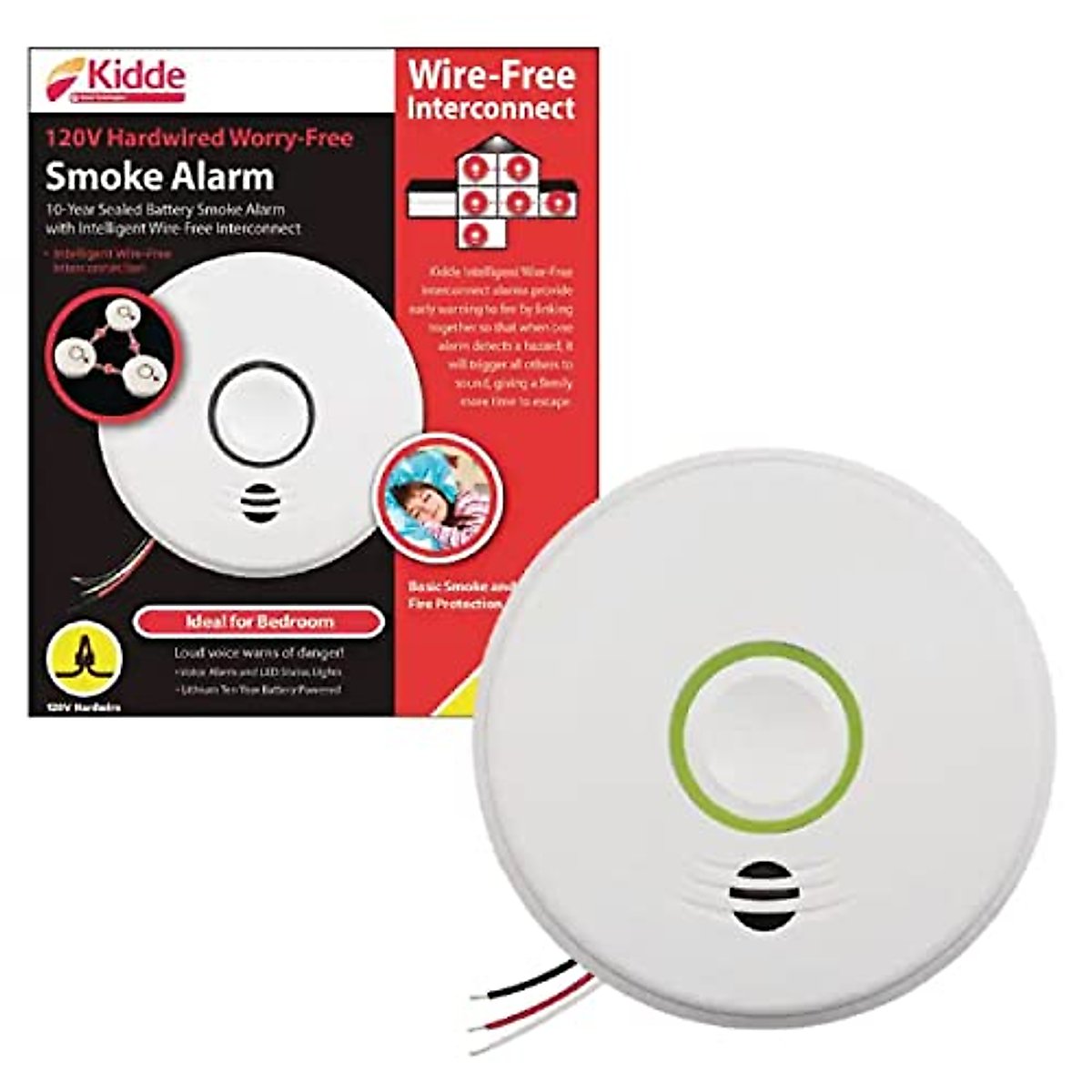 Kidde Hardwired Smoke Detector with 9-Volt Battery Backup (Included), Front-Load Battery Door, Test-Silence Button
