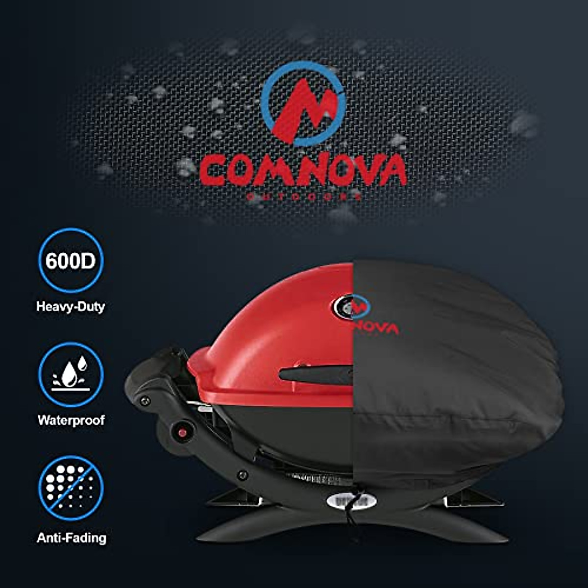 Comnova Grill Cover for Weber Q Series - 7111 BBQ Cover for Weber Q2000 and Q200 Series Gas Grill Heavy Duty & Waterproof, 33 Inch Barbecue Cover for Weber Q2200, Q2000, Q2400, Q200, Q220 and More