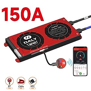 DALY Smart BMS LiFePo4 12S 36V 150A PCB Battery Protection Board with UART Communication and CAN 485 Bluetooth Battery Monitoring Module for Household Energy Storage