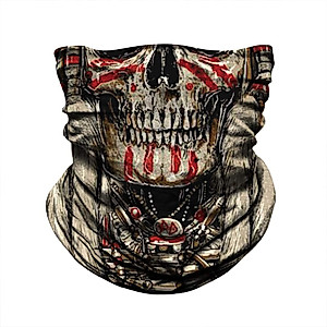 Skull Face Sun Mask Half,Bandanas,Neck Gaiter, Headwear, Headband for Fishing, Hunting,Yard Work (Brown)