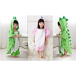 Maleroads Soft Cotton Baby Bath Towel Beach Towel Bathrobe for Kids 0-4 Years (Green Dinosaur, 21.545inch)