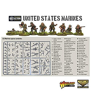Wargames Delivered Bolt Action Miniatures - US Marines Troop Set, World War Two Miniatures, 28mm Scale Plastic Army Men for Miniature Wargaming by Warlord Games