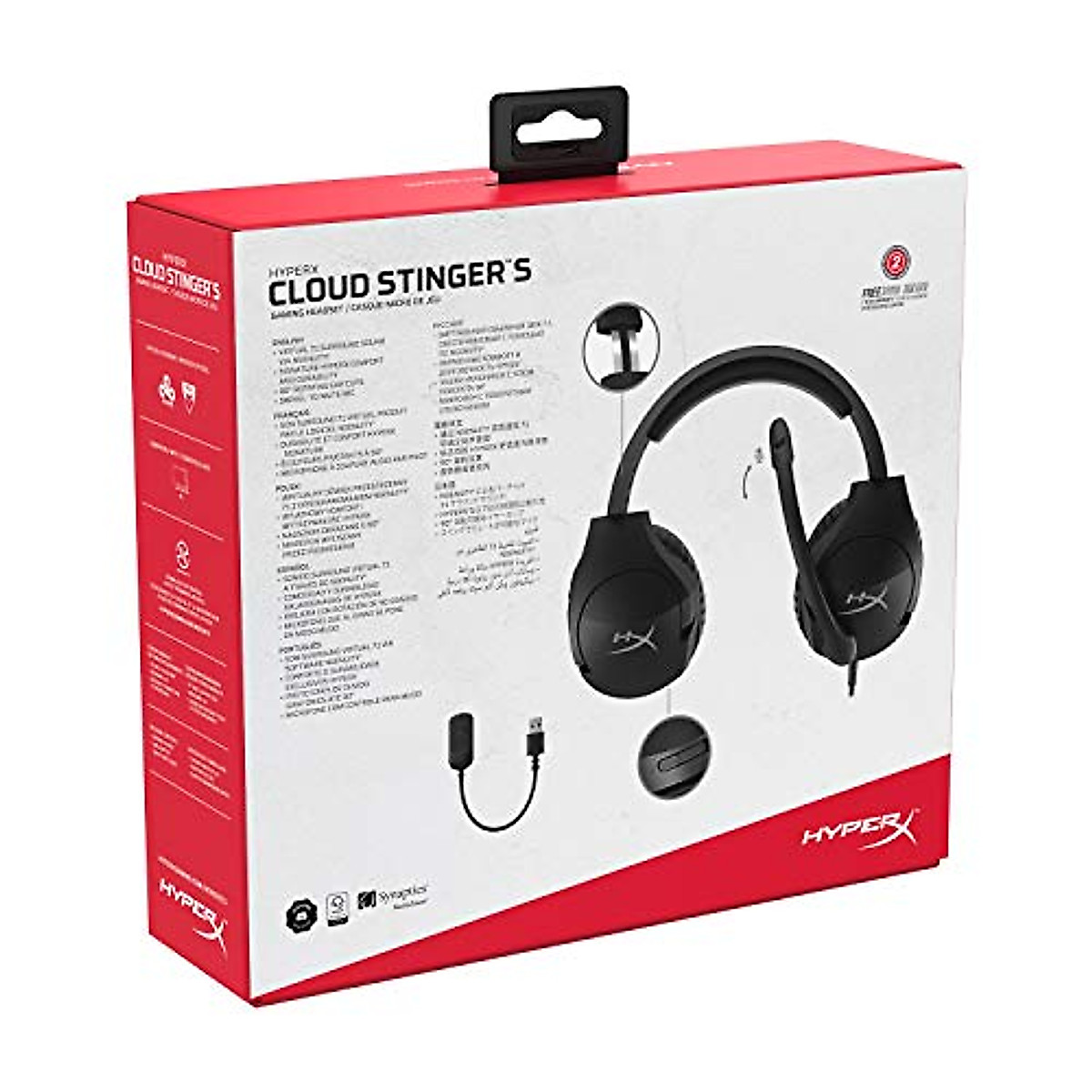 HyperX Cloud Stinger S – Gaming Headset, for PC, Virtual 7.1 Surround Sound, Lightweight, Memory Foam, Soft Leatherette, Durable Steel Sliders, Swivel-to-Mute Noise-Cancelling Microphone, Black