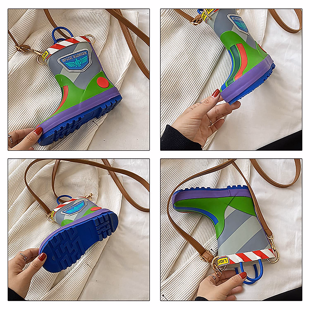 Funny Messenger Crossbody Bag,Buzz Lightyear Woody Boot Handle Satchel Purse,Cute Cosplay Shoulder Bag for Women (Green)