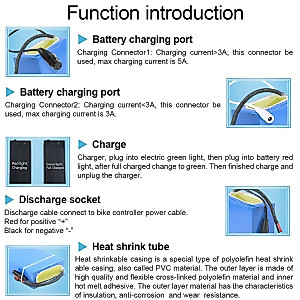 Wallen Power Electric Bike Battery 48V 52V 15AH 20AH Waterproof Lithium Ion Battery Electric Bike Battery fit for 1000W 750W 500W Bike Motor, with Charger, BMS Protection Plate (48V 20AH)