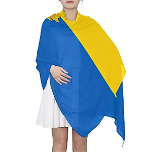 CHIFIGNO Sunflower Ukrainian Flag Long Scarf for Women Large Wrap Stole Fashion Silk Like Neck Scarf
