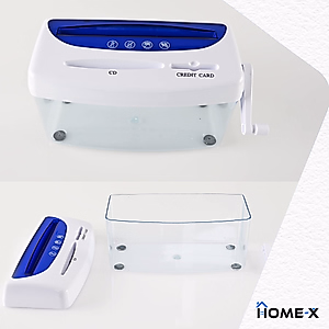 HOME-X 3-in-1 Hand Crank Paper Document Shredder for A4 Paper, Credit Cards, CDs-Manual Shredder Documents Paper Cutting Tool Home Office Desktop Stationery