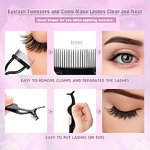 Eyelash Curler Eye Brow Kit, MODUSKYE 7 in 1 Eyelashes Curler with Replacement Refill Pads for Women, Partial Lash Curler Eyes Makeup Tools Long-Lasting Natural Lashes