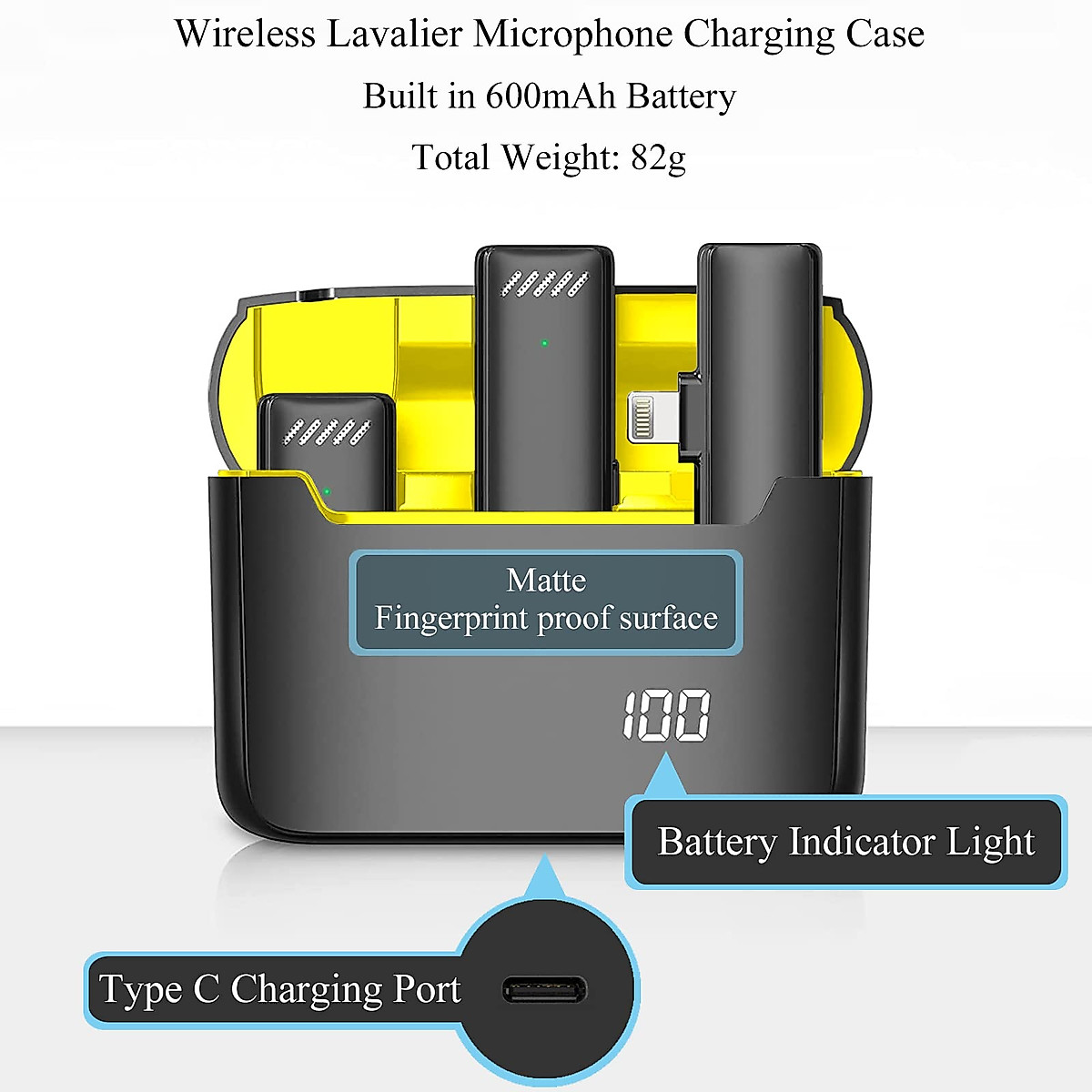 uowlbear Wireless Lavalier Microphones for iPhone iPad with Charging Case, Lapel Mini Microphone Podcast Microphone for Video Recording, Live Stream, Gaming, Video Call