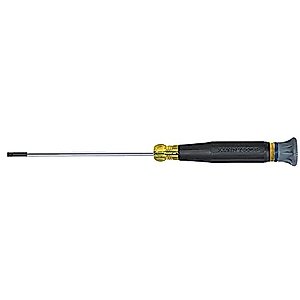 Klein Tools 614-4 Flat Screwdriver, Precision Electronics Screwdriver, 1/8-Inch Cabinet Tip, 4-Inch Shank