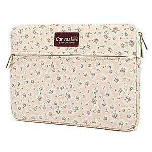 Canvaslove Pink Chrysanthemum Laptop Sleeve Case Bag with Pocket for MacBook Pro 14 inch,Surface Laptop 14.4 inch and HP Lenovo Dell ASUS Acer 14 inch Laptop Computer