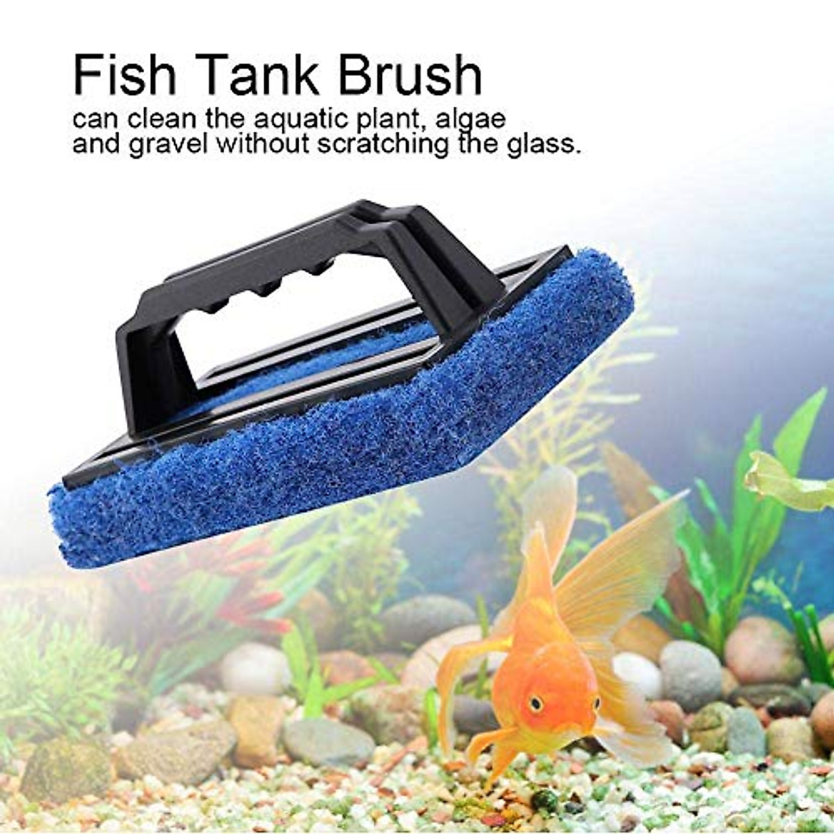 Yosoo Aquarium Fish Tank Cleaning Brush, Glass Algae Scraper Cleaner, Aquarium Cleaning Tool, Hand-held Plastic Bathroom Tile Surfaces Household Kitchen