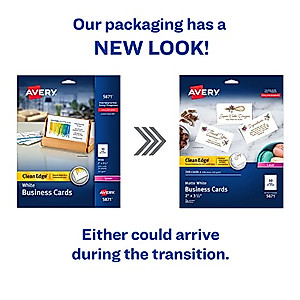 Avery Clean Edge Printable Business Cards with Sure Feed Technology, 2" x 3.5", White, 200 Blank Cards for Laser Printers (5871)