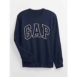 GAP mens Logo Fleece Crew Hooded Sweatshirt, Tapestry Navy, Small US