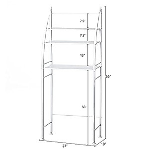 Dulce Domi 3-Shelf Bathroom Organizer Over The Toilet Storage, Bathroom Shelves Over Toilet, 27” L x 10” W x 66”H