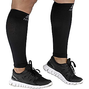 Mojo - Compression Socks Footless for Women and Men 20-30mmHg - Big and Tall Medical Leg Compression Sleeve for Flying, Nurses, Travel Circulation - Black, 3X-Large - A604