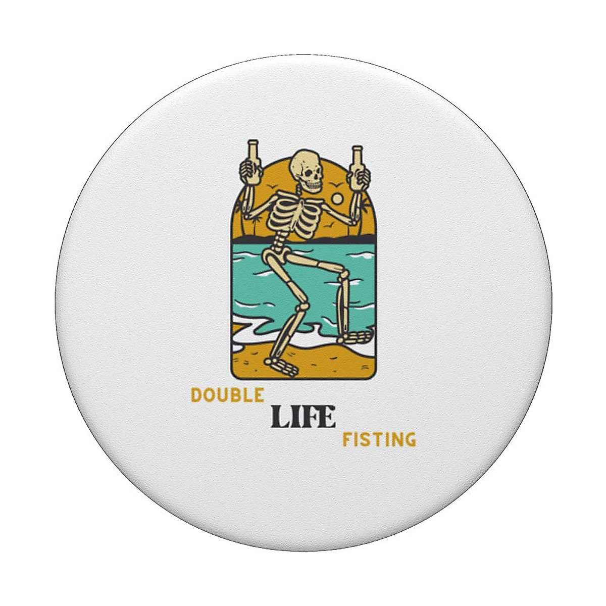 Funny Double Fisting Life with Skeleton Alcohol Summer Fun PopSockets Swappable PopGrip