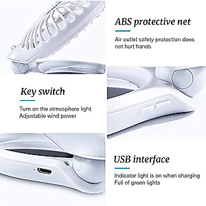 Trafikin Portable Mini Fan， Handheld Fan Personal USB Table Desk Fan with Makeup Mirror
