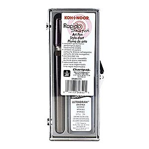 Koh-I-Noor Rapidosketch Technical Pen with Ink Bottle, Size 1, 0.50mm Line Width (3265BX.01N)