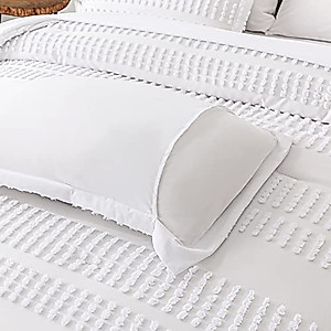 OARAGE White Full Size Comforter Sets with Sheets- Tufted Bedding Sets Full 7 Pieces,Shabby Chic Pom Pom Boho Comforter Bedding Set,Soft Microfiber Bed in a Bag for All Seasons