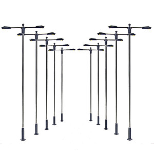 LQS12W 10pcs Model Railway Train Lamp Post Street Bright White Lights HO OO Scale LEDs New
