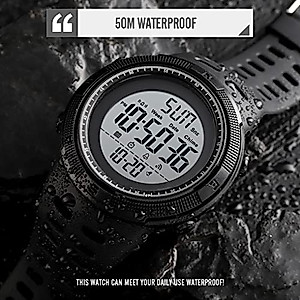 CakCity Mens Waterproof Digital Sport Watches Women Wide Screen Easy Read Display Military Style Stopwatch with Rubber Strap