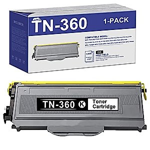 1 Pack Black Compatible TN360 Toner Cartridge Replacement for Brother DCP-7030 7040 7045N HL-2120 2125 MFC-7320 7340 Printer Toner Cartridge