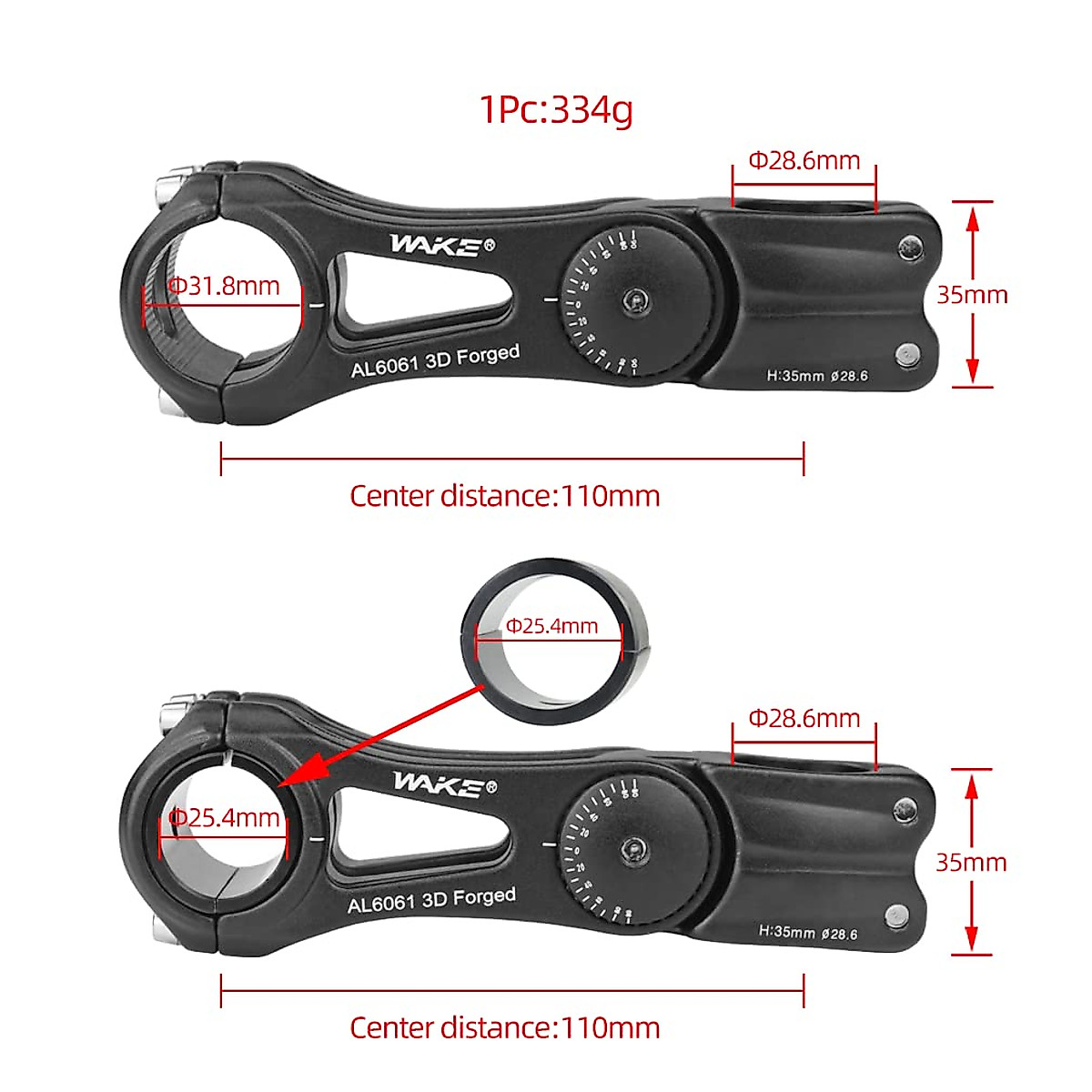 FOMTOR Bike Stem 90 Degree 110mm 31.8mm 25.4 mm Universal Adjustable MTB Stem BMX Handlebar Stems Aluminum Alloy for Mountain Bike, Road Bike, Fixie Gear Bicycle, BMX, MTB Cycling