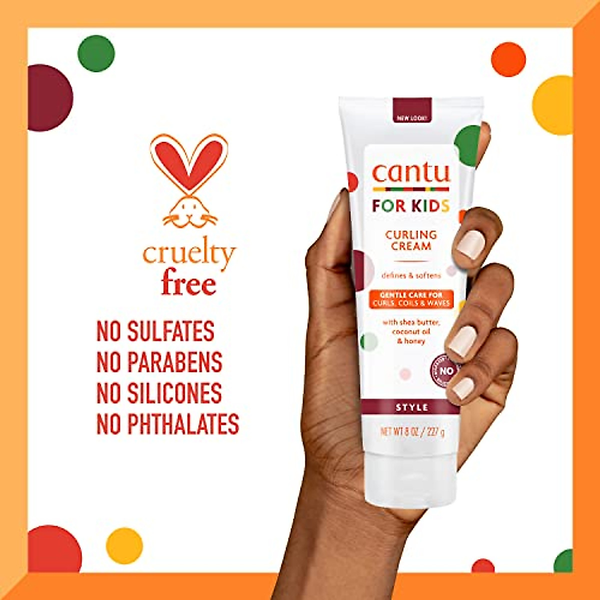 Cantu Care for Kids Paraben & Sulfate-free Curling Cream with Shea Butter, 8 oz (Pack of 3)