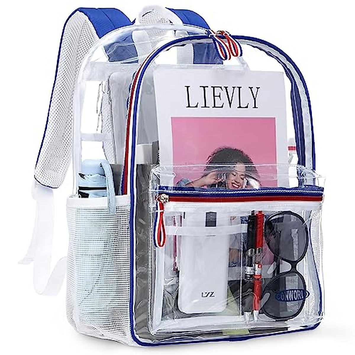Conworld Clear Backpack, Heavy Duty PVC Transparent Backpack, See Through Backpack for School Work Sports