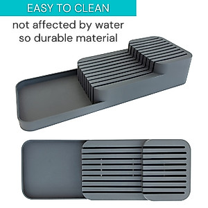 SAVUK Silverware Organizer, Compact Cutlery Organizer, Large Kitchen Drawer Utensil Divider Tray, Small Silverware Holder Spoon Fork Flatware Storage, 9 Section (Knives Organizer)