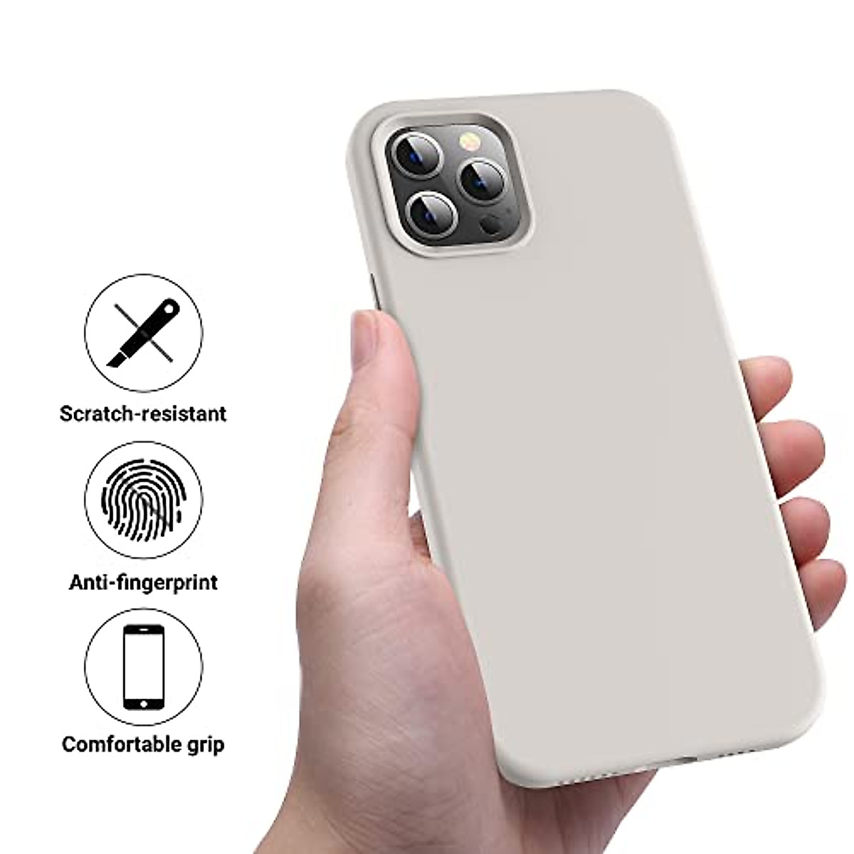 OTOFLY Compatible with iPhone 12 Pro Max Case 6.7 inch(2020),[Silky and Soft Touch Series] Premium Soft Liquid Silicone Rubber Full-Body Protective Bumper Case for iPhone 12 Pro Max (Stone)