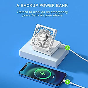 OHKYOOT Portable Travel Fan,Foldable Mini Desk Fan,USB Rechargeable Neck Fan for Travel,Outdoors,Indoors (White)