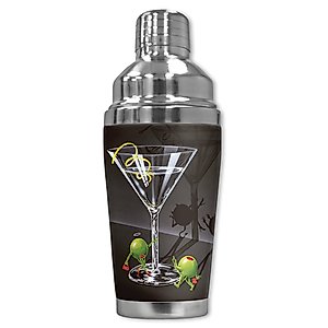 Mugzie "Michael Godard: He & She Devil" Cocktail Shaker with Insulated Wetsuit Cover, 16 oz, Black