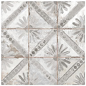 SomerTile FPEHMMKGR Harmonia Kings Marrakech Grey 13" x 13" Ceramic Floor and Wall Tile, White