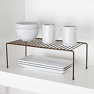 Smart Design Classic Storage Shelf – Large (8.5 x 16 in.), Bronze – Sturdy Steel Pantry Organizer with Rust-Resistant Finish and Non-Slip Feet for Easy Home Organization and Storage