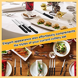 Therwen 50 Pieces 8.8 Inch Serrated Steak Knife Set Pointed Tip Stainless Steel Steak Knife Sharp Blade Flatware Steak Knives for Kitchen Restaurant Camping