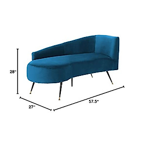 Safavieh Home Evangeline Glam Navy Velvet and Black Parisian Settee Loveseat