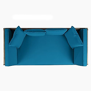 Christopher Knight Home Aldrich Outdoor Acacia Wood Expandable Daybed with Water Resistant Cushions, Dark Teal and Gray