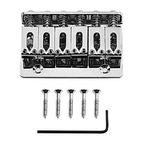 MAXCHEER 65MM Metal Fixed Hardtail Saddle Bridge Top Load Guitar Tailpiece For 6 string electric guitar or strat guitar (Chrome)