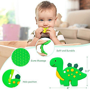SHARE&CARE Baby Toys Dinosaur Teether, Banana Teether, Food Feeder Pacifier, Baby Essentials, Baby Must Haves, Baby Stuff for Newborn (Green)