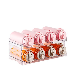 IEEK 2 Pack Stackable Wine and Water Bottle Holder Free-Standing Fridge Wine Bottle Organizers Clear Plastic Water Bottle Holder for Cabinet,Refrigerator,Pantry,Kitchen Countertops,Holds 8 Bottles