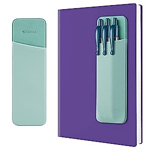 Epessa Stick-On Pen Holder for Notebook, Adhesive Pencil Sleeve Pouch for Hardcover Journals, Planners, Notebooks, Reusable Pen Pocket Organizer Easy to Remove (Green)