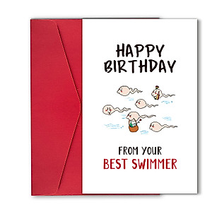 Chomerry Funny Cute Birthday Card for Dad Daddy, Bday Card for Father from Son Daughter, Happy Birthday From Your Best Swimmer