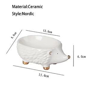 Ceramic Soap Dish with Drain, Hedgehog Toilet Soap Box, Ceramic Jewelry Tray, Funny Soap Storage Container for Shower Bathroom Kitchen Bathtub,White