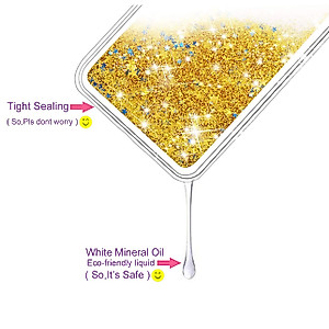 WORLDMOM for iPhone XR Case, Double Layer Design Bling Flowing Liquid Floating Sparkle Colorful Glitter Waterfall TPU Protective Phone Case for iPhone XR [6.1 Inch 2018], Yellow
