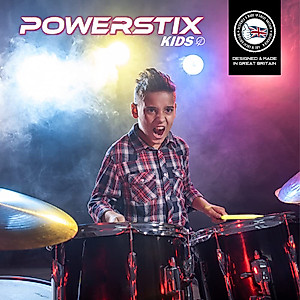 Powerstix colorful drumsticks for kids, Durable and light, specially designed for both electronic drums and acoustic drums for kids (SMALL STARS UV GREEN)