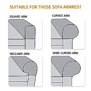 SXNING Jacquard Armrest Covers Stretch Chair Sofa Arm Protectors Removable Sofa Arm Rest Cover Detachable Sofa Cover Protector 2pcs/Set (Khaki), Length:45.7-53.3cm/18-21 inches